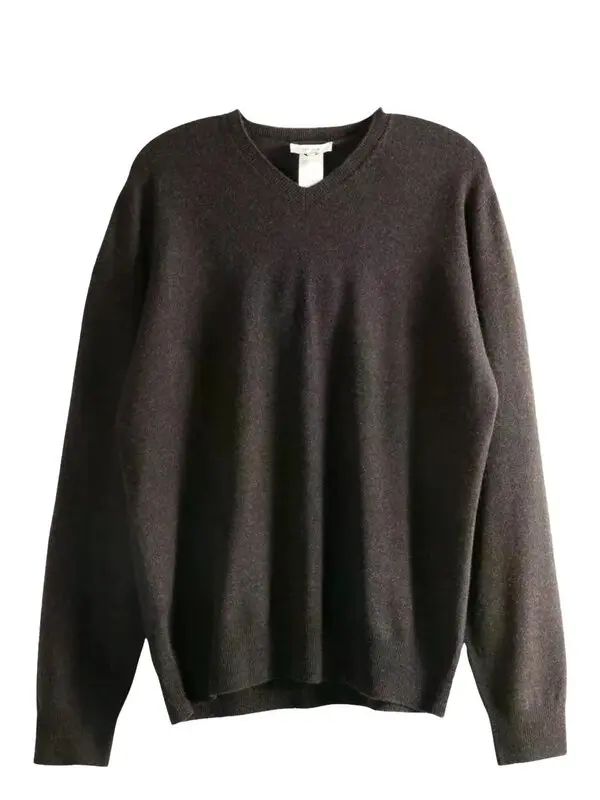 THE ROW V-neck Long Sleeve Sweater - Brown