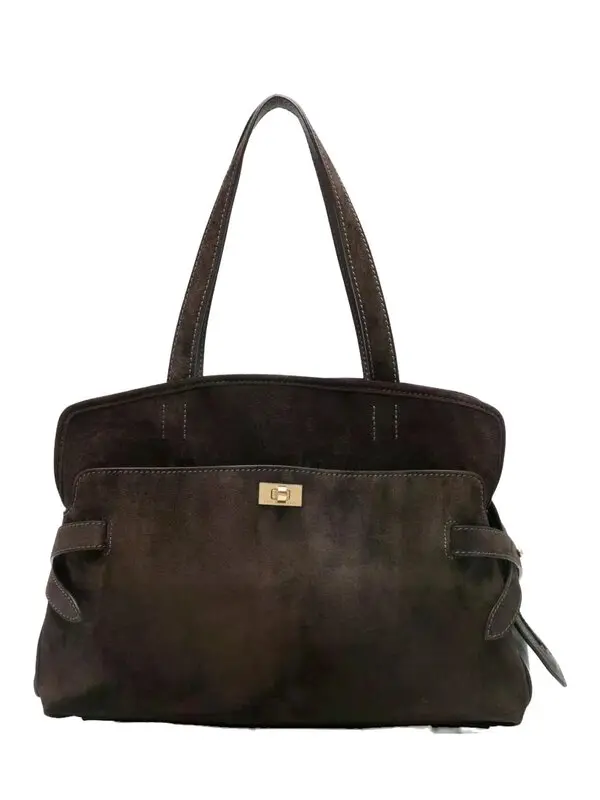 ANYA HINDMARCH Strap-detail Suede Tote Bag - Brown