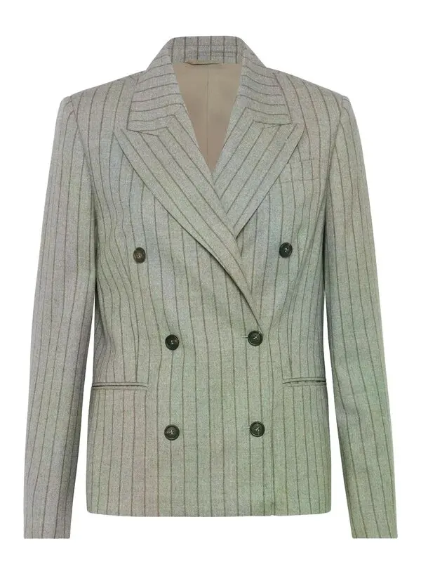 Brunello Cucinelli Pinstripe Double-breasted Blazer - Grey