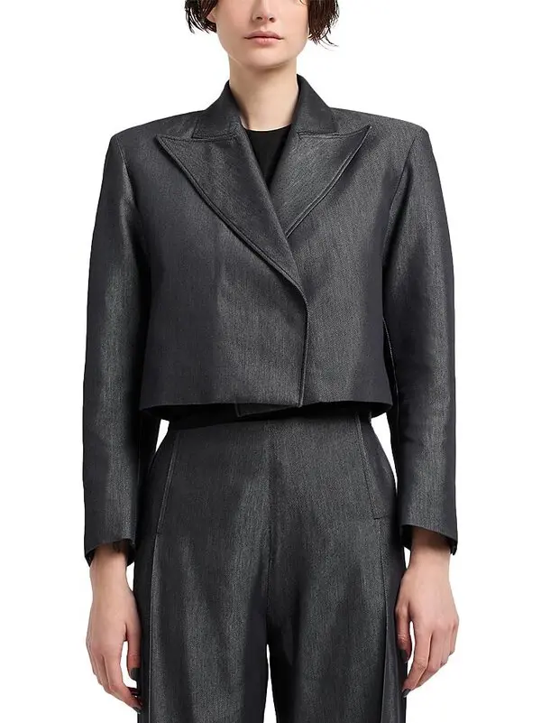 Emporio Armani Cropped Jacket - Solid Black
