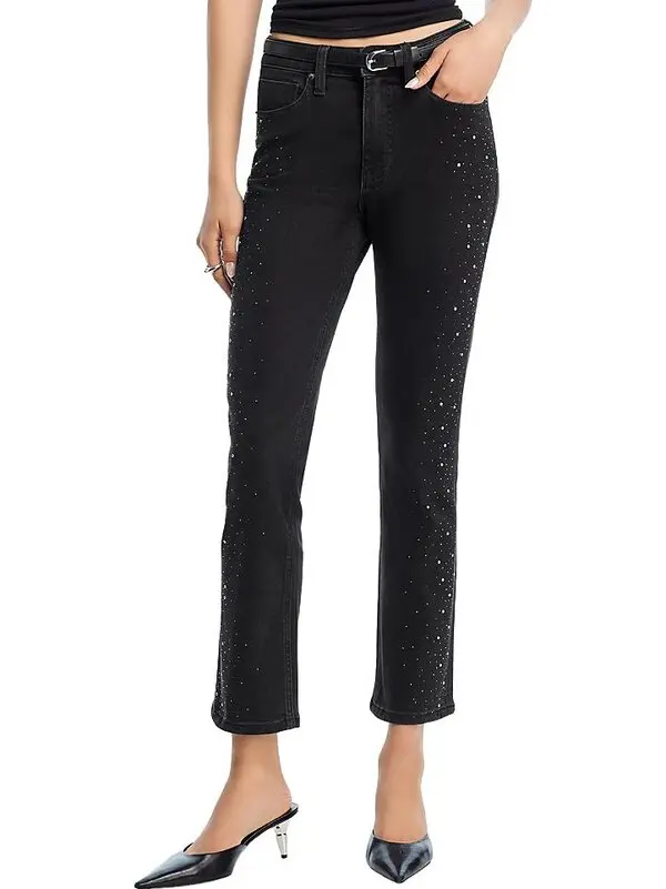 Aqua Rhinestone High-rise Skinny Jeans - Black