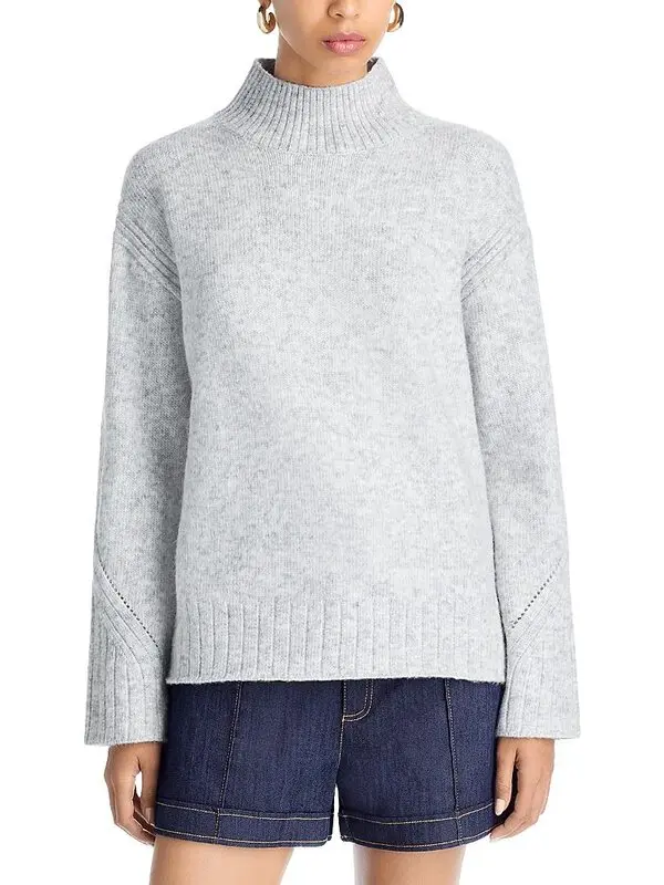 Aqua Long Sleeve Turtleneck Sweater - Gray Cloud