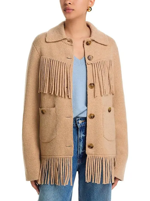 Guest In Residence Western Fringe Knit Jacket - Dune