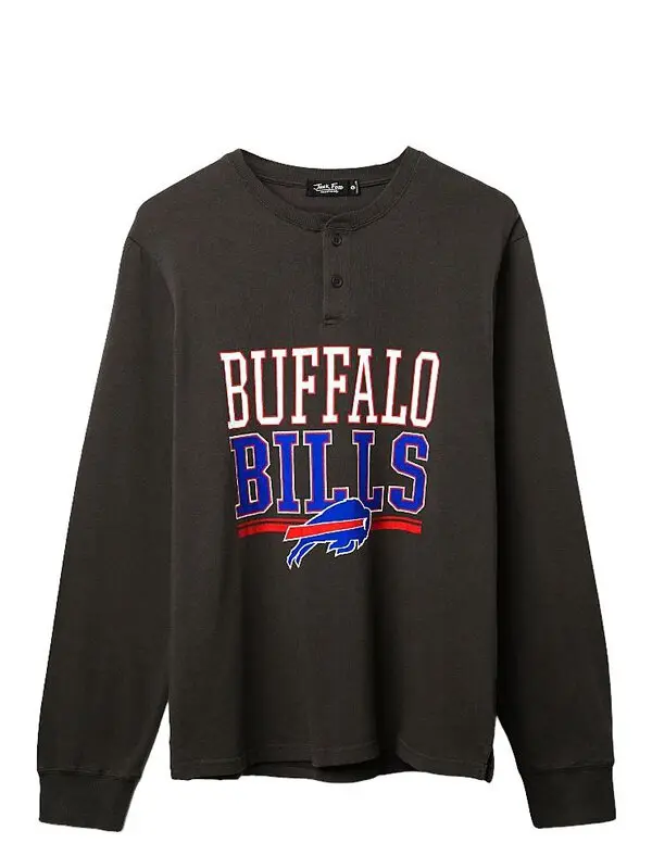 Junk Food Clothing Nfl Buffalo Bills Long Sleeve Henley - Vintage Black