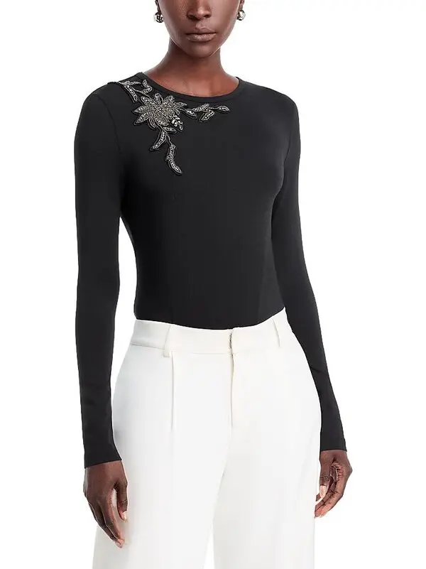 Kobi Halperin Sherrie Beaded Floral Top - Black