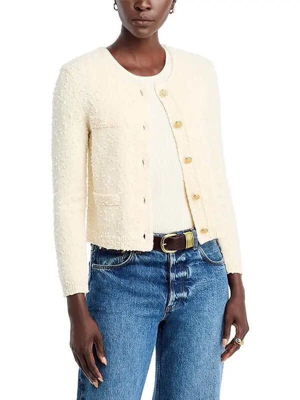 Kobi Halperin Richie Wool Crewneck Cardigan - Ivory