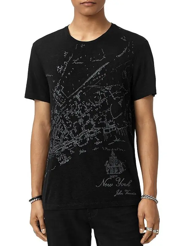 John Varvatos New York Embroidered Tee - Black