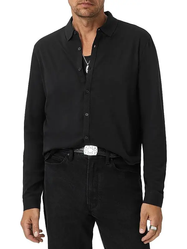 John Varvatos Gareth Mercerized Cotton Shirt - Black