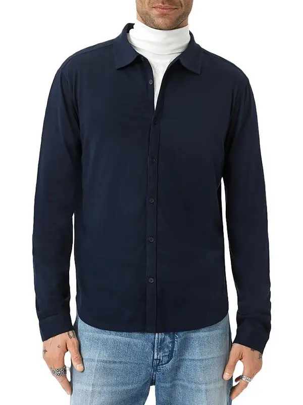 John Varvatos Gareth Mercerized Cotton Shirt - Navy