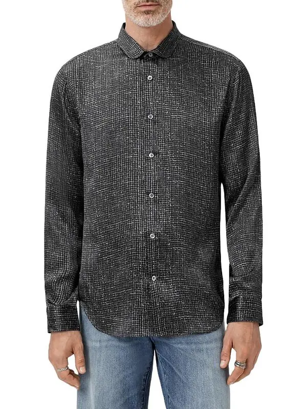 John Varvatos Orchard Button Front Silk Shirt - Black/white