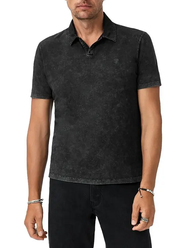 John Varvatos Carsten Open Collar Denim Polo Shirt - Seaweed