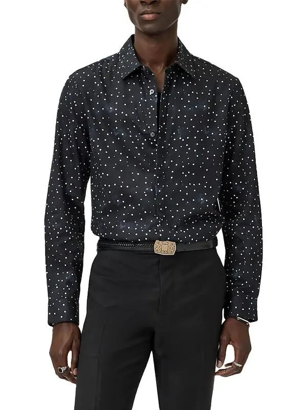 John Varvatos Rodney Printed Button Front Shirt - Black
