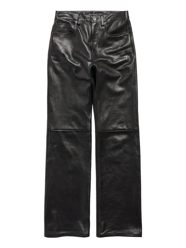 Balenciaga Straight Fit Leather Pants - Black