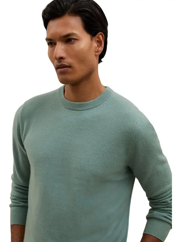 REISS Monarch Atelier 100% Cashmere Crew-neck Jumper - Teal Green