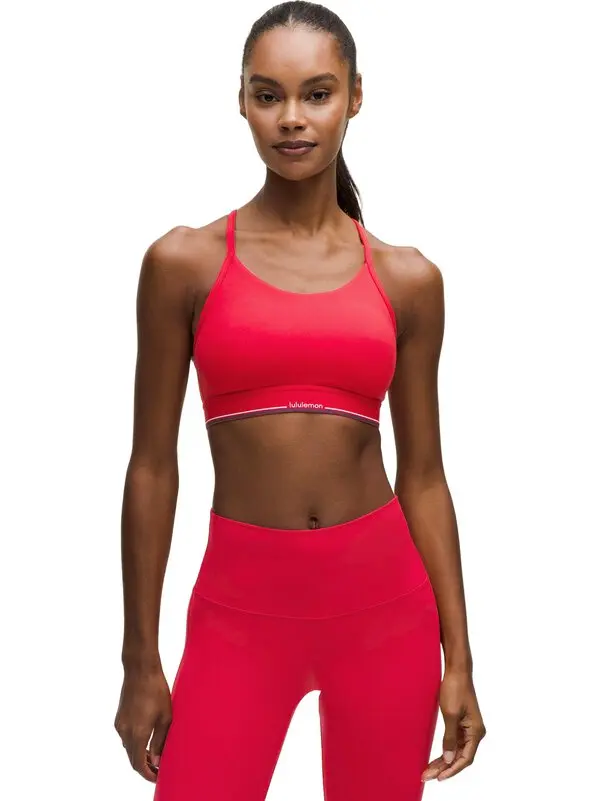 Lululemon Flow Y Mid-support Bra Logo - Lululemon Red