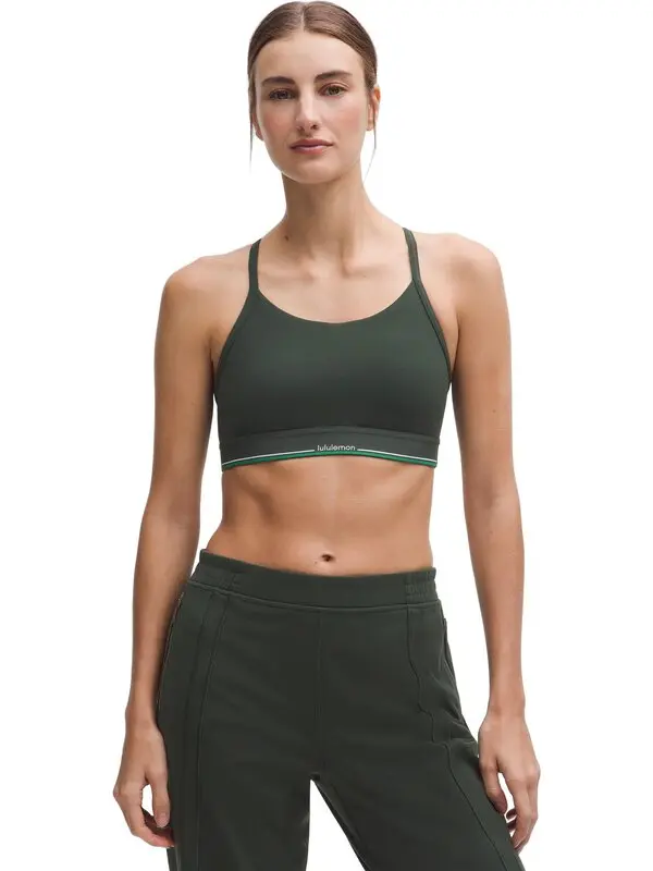 Lululemon Flow Y Mid-support Bra Logo - Rainforest Green