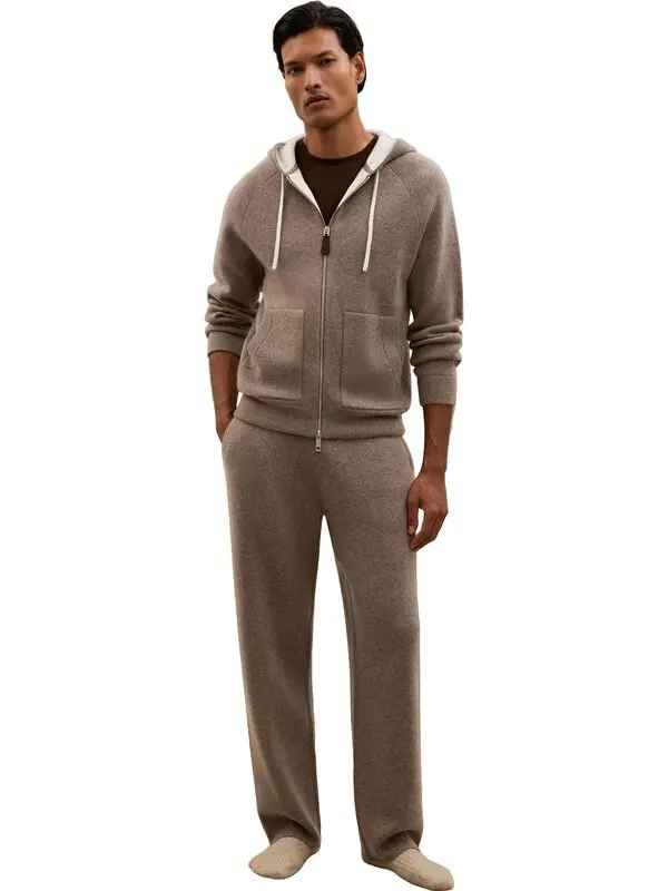 REISS Chapter Atelier Cashmere-blend Joggers - Mouse Brown Melange