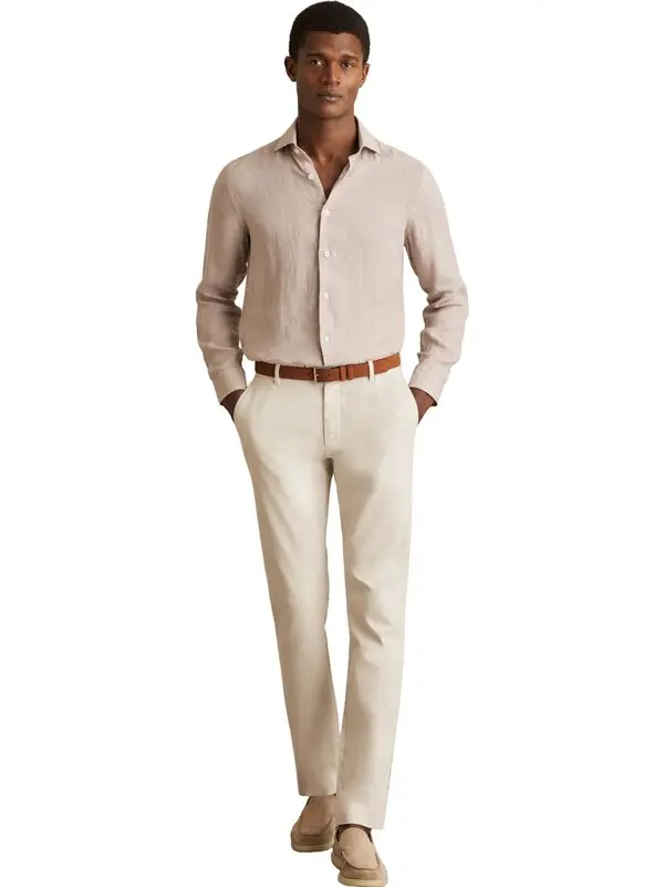 REISS Dobby Cotton-piqué Slim-fit Chinos - Off White