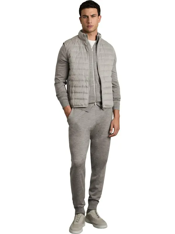 REISS Billings Merino-blend Stretch Joggers - Warm Grey Melange