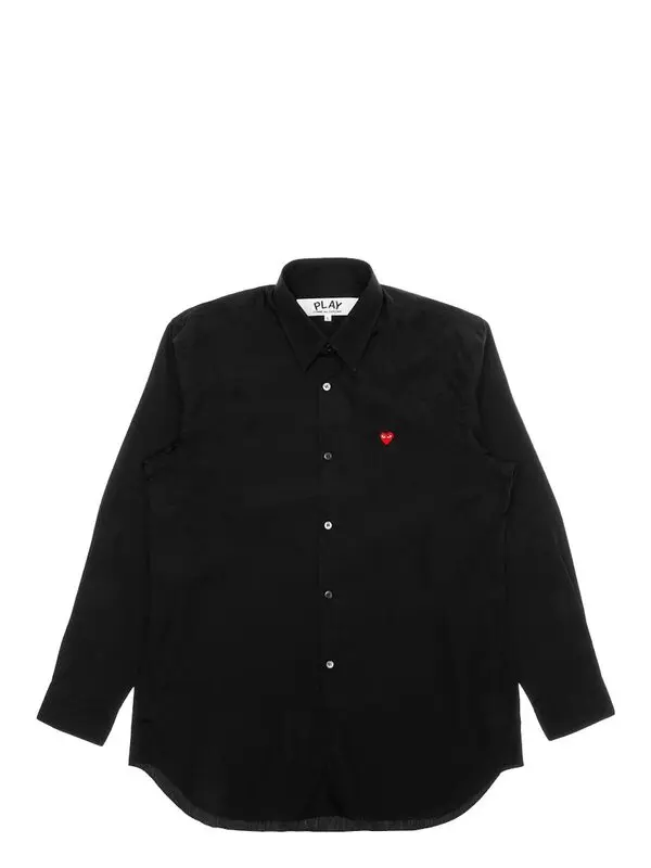 Play Comme Des Garcon Small Red Emblem Shirt - Black