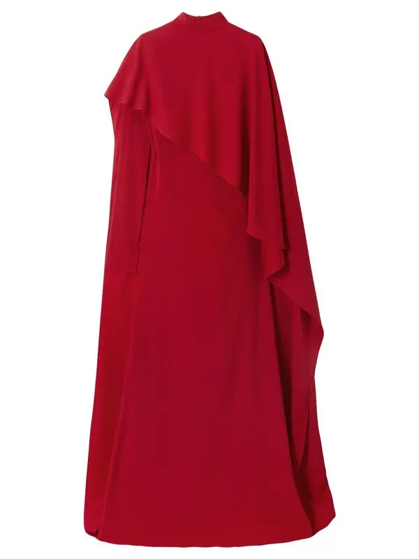 TALLER MARMO Carrington Cape-effect Crepe Gown - Red