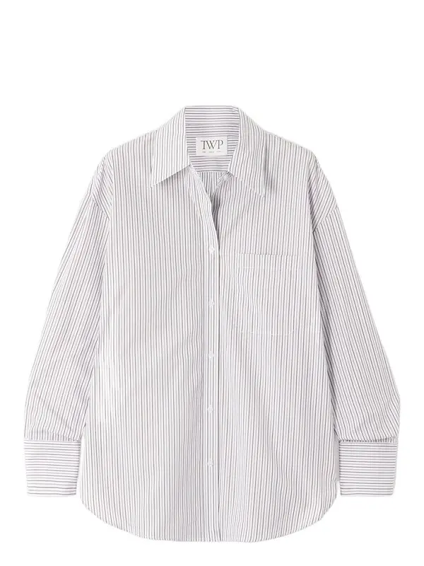 TWP Big Joe Striped Cotton-poplin Shirt - Blue