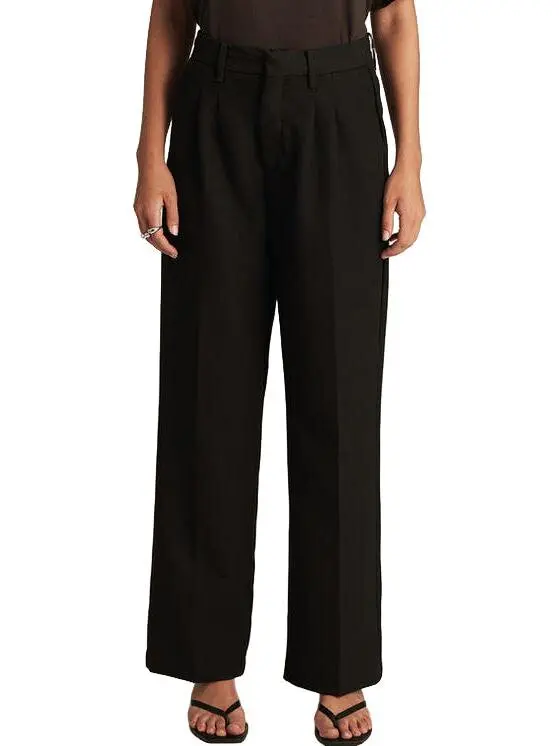 MAVI Pleated Wide Leg Twill Trousers - Black Smart Twill