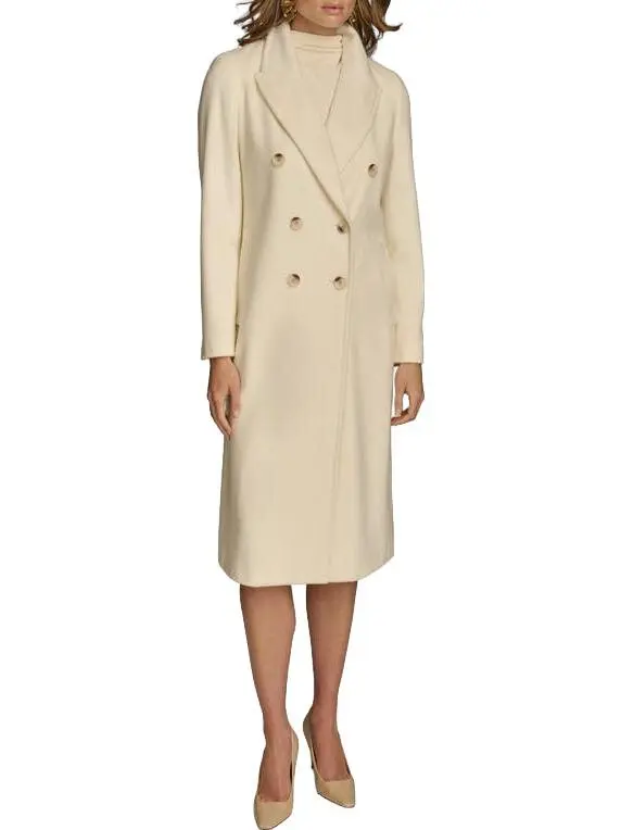 Donna Karan New York Tailored Double Breasted Wool Blend Coat - Ivory