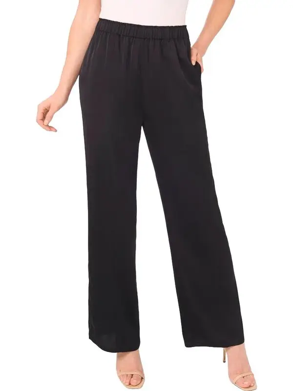 CECE DUPRAZ Straight-leg Crepe Pants With Elastic Waist - Rich Black