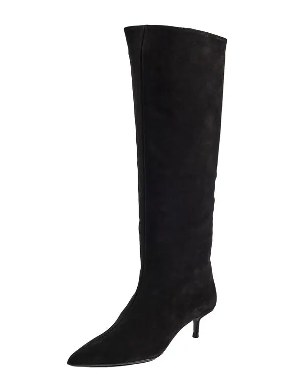 Staud Sebastian Kitten Heel Boots - Black Suede