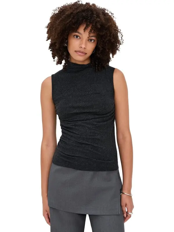 Enza Costa Cashmere Blend Sleeveless Twist Top - Charcoal