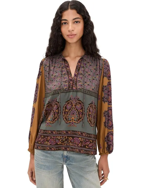 Ba&sh Baker Floral Print Top - Chocolat