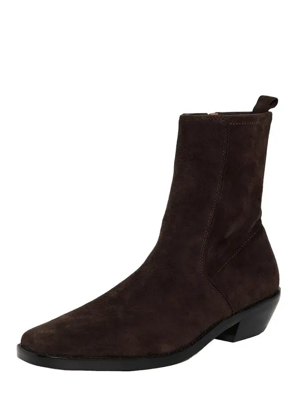 Madewell Idris Suede Ankle Boots - Dark Carob