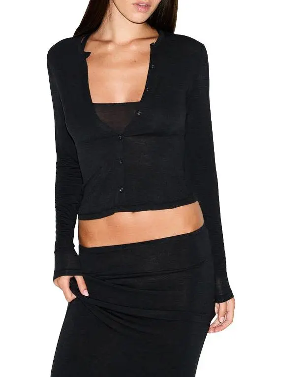 SKIMS Sheer Modal Blend Cardigan - Onyx