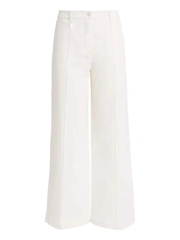 Eleventy Cotton-blend Pleated Wide Leg Trousers - White