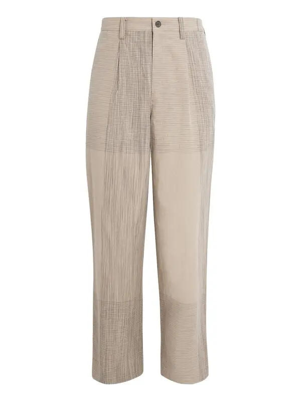 Issey Miyake Kasuri Straight Trousers - Beige