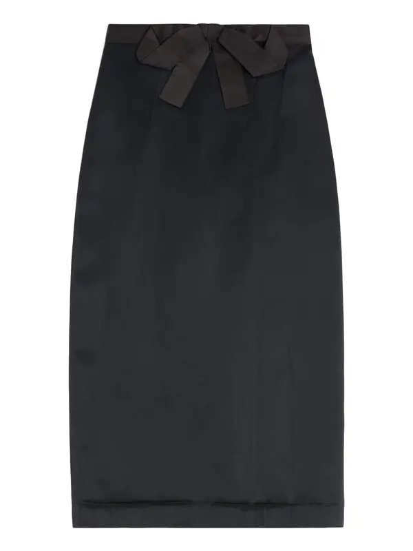 Valentino Garavani Satin Bow-detail Midi Skirt - Black