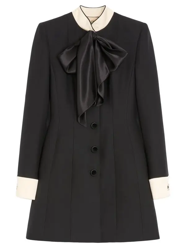 Valentino Garavani Wool-silk Crepe Mini Shirt Dress - Black