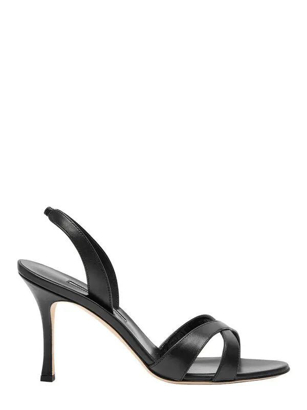 Manolo Blahnik Callasli 90 Leather Slingback Sandals - Black