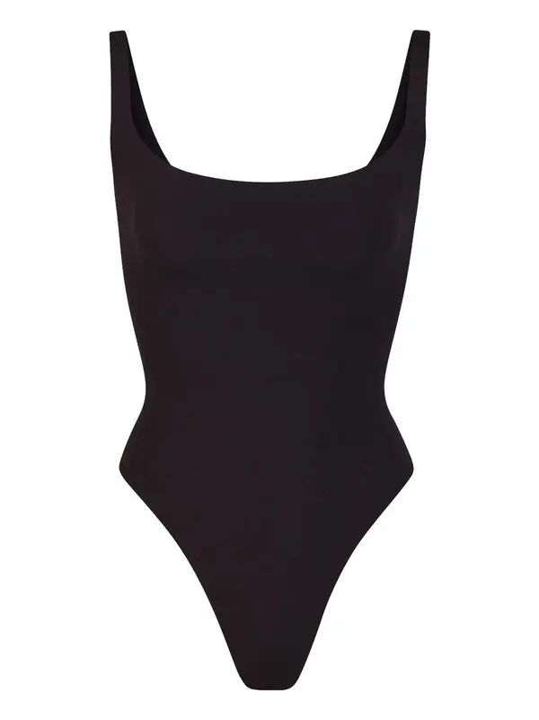 SKIMS Square Neck Stretch-jersey Bodysuit - Black
