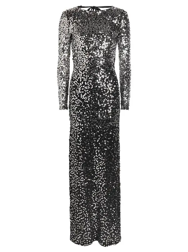 Rabanne Sequin-embellished Chiffon Maxi Dress - Black