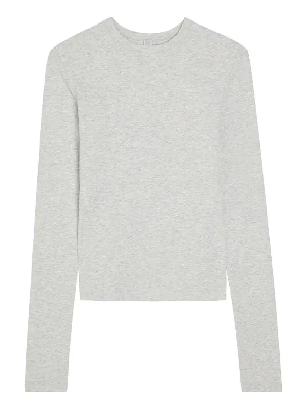 SKIMS Long Sleeve Cotton-jersey T-shirt - Light Grey
