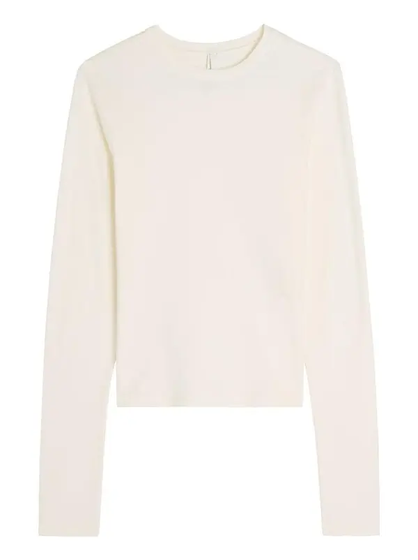 SKIMS Long Sleeve Cotton-jersey T-shirt - Off White