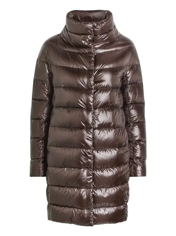 Herno Quilted Shell Coat - Dark Brown