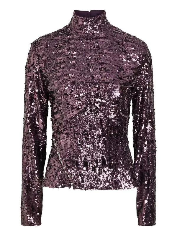 Rabanne Sequin-embellished Chiffon Top - Purple