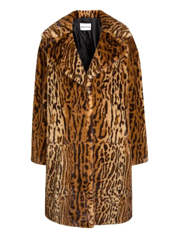 STAND STUDIO Camille Print Faux Fur Coat - Leopard