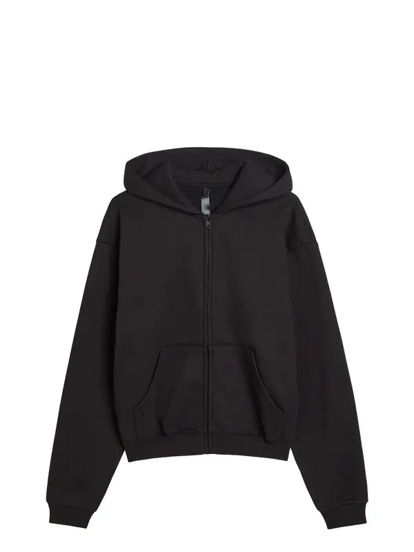 SKIMS Cotton-blend Zip-up Hooded Sweatshirt - Black