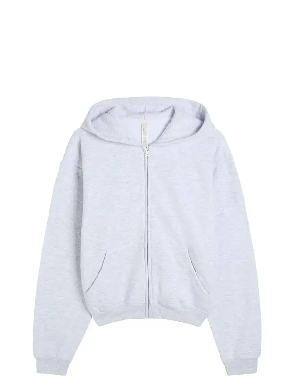 SKIMS Cotton-blend Zip-up Hooded Sweatshirt - Light Grey