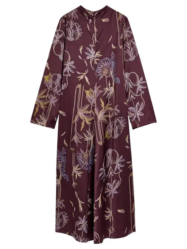 FORTE_FORTE Printed Satin Midi Dress - Burgundy