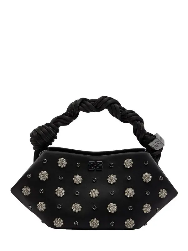GANNI Mini Crystal-embellished Top Handle Bag - Black